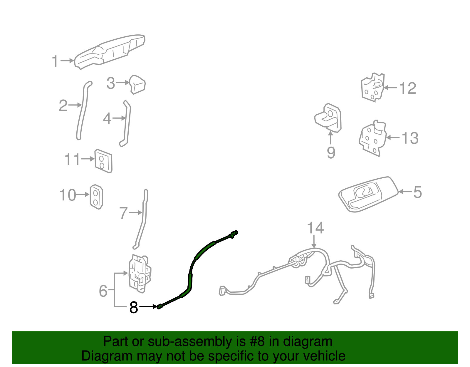 2007-2014 GM Front Side Door Locking Cable 25880301 GM | GMPartsDirect.com