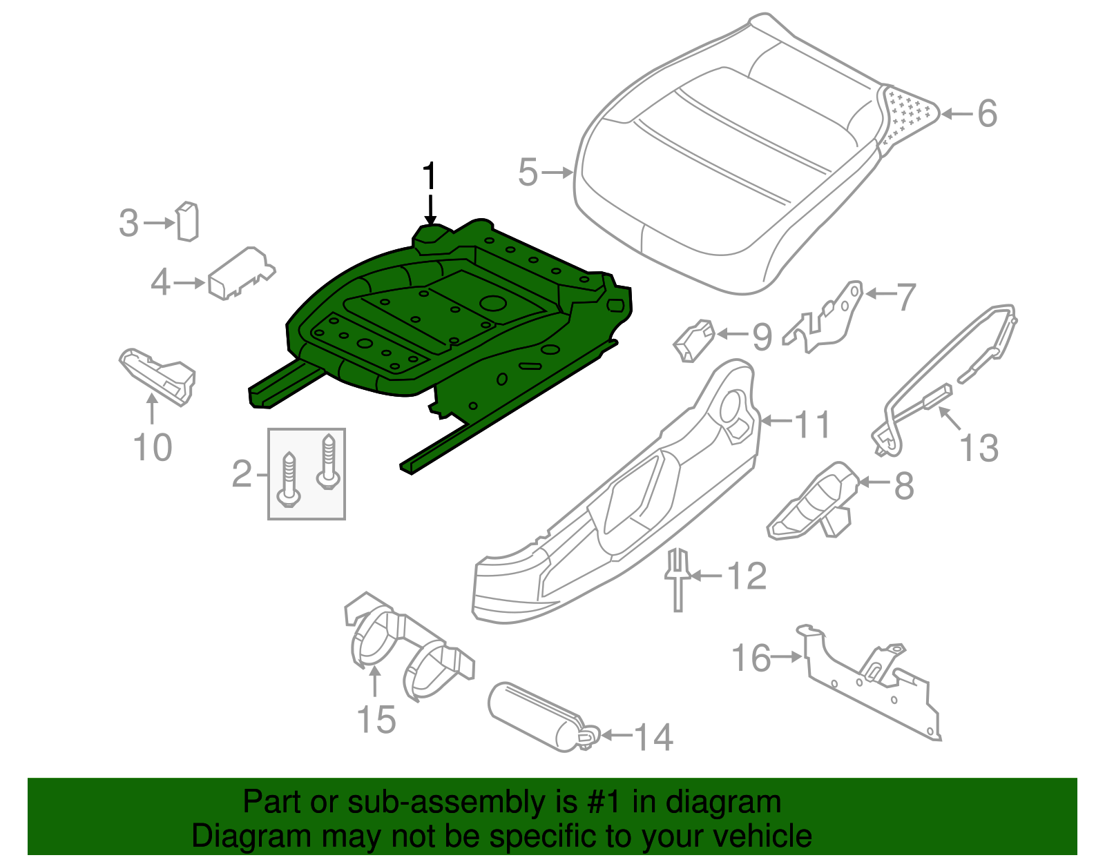 2011-2018 Volkswagen Seat Frame 5C6-881-106-Q | OEM VW Parts Haus