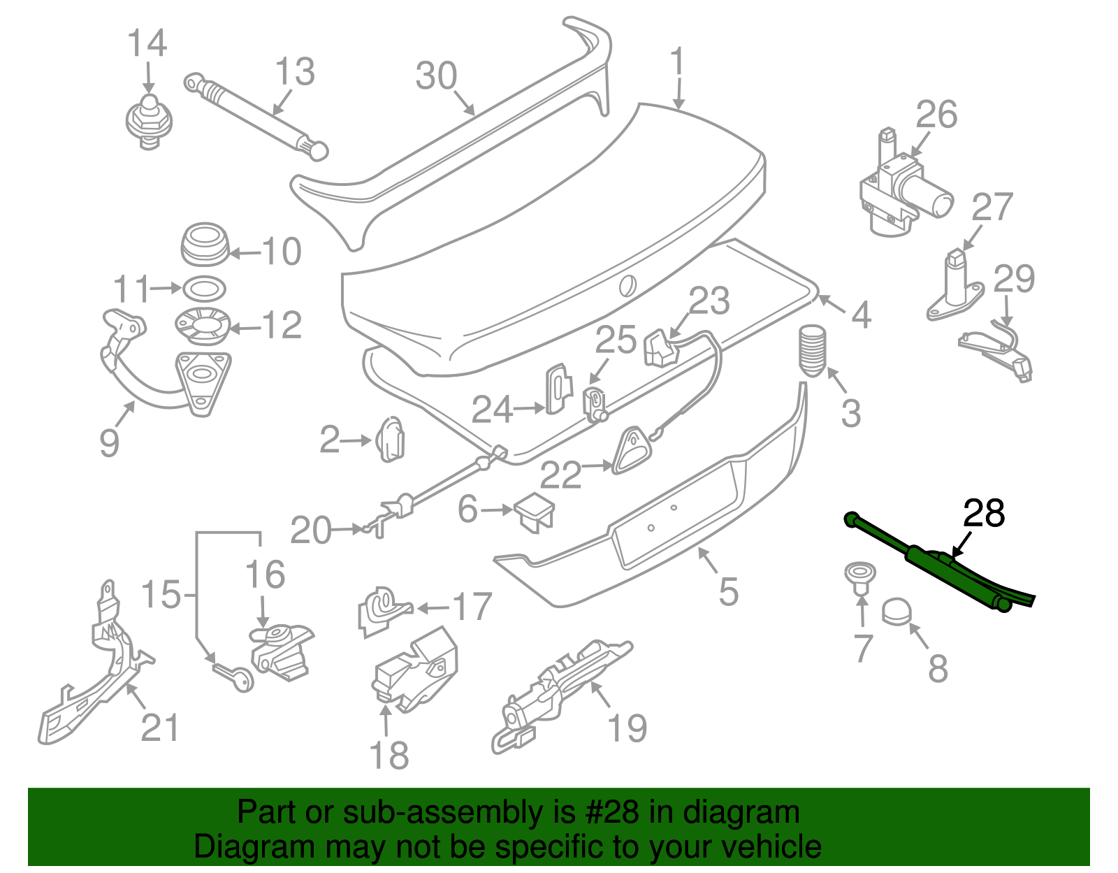 51247202868 - 2002-2008 BMW Trunk Hydraulic Cylinder with lines (51-24 ...