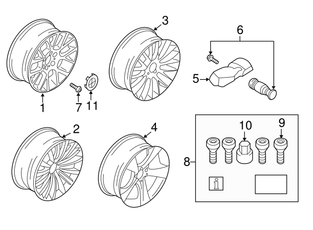 Genuine BMW 36-13-6-776-076 | Wheel Locks Set - Spline Style Set (M14x1 ...