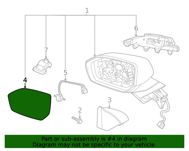 Genuine Mirror Glass PASSENGER SIDE (RH) for 2020-2022 Hyundai Palisade ...