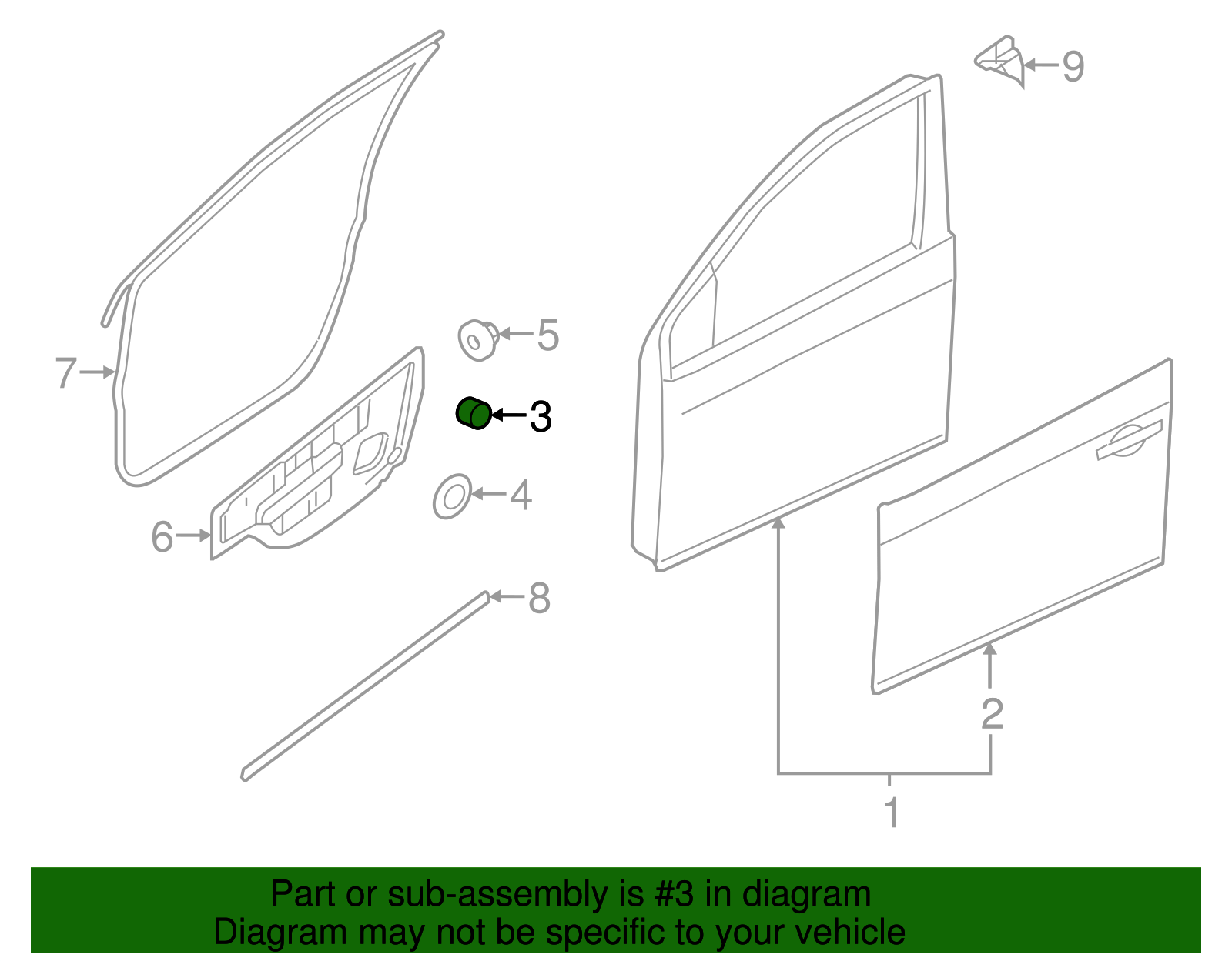 2012-2025 Nissan Door Shell Bumper 80872-3AA0A | Burien Nissan Parts