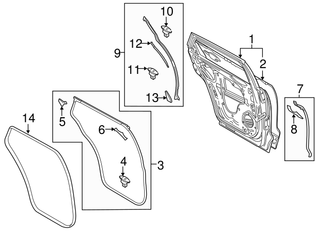 2016-2023 Mazda CX-9 Rear Weather-Strip Lower Retainer - Driver's Side ...