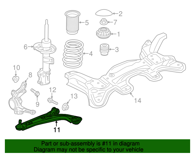 2012-2019 Fiat 500 Lower Control Arm - Driver's Side (LH) 68245041AC ...