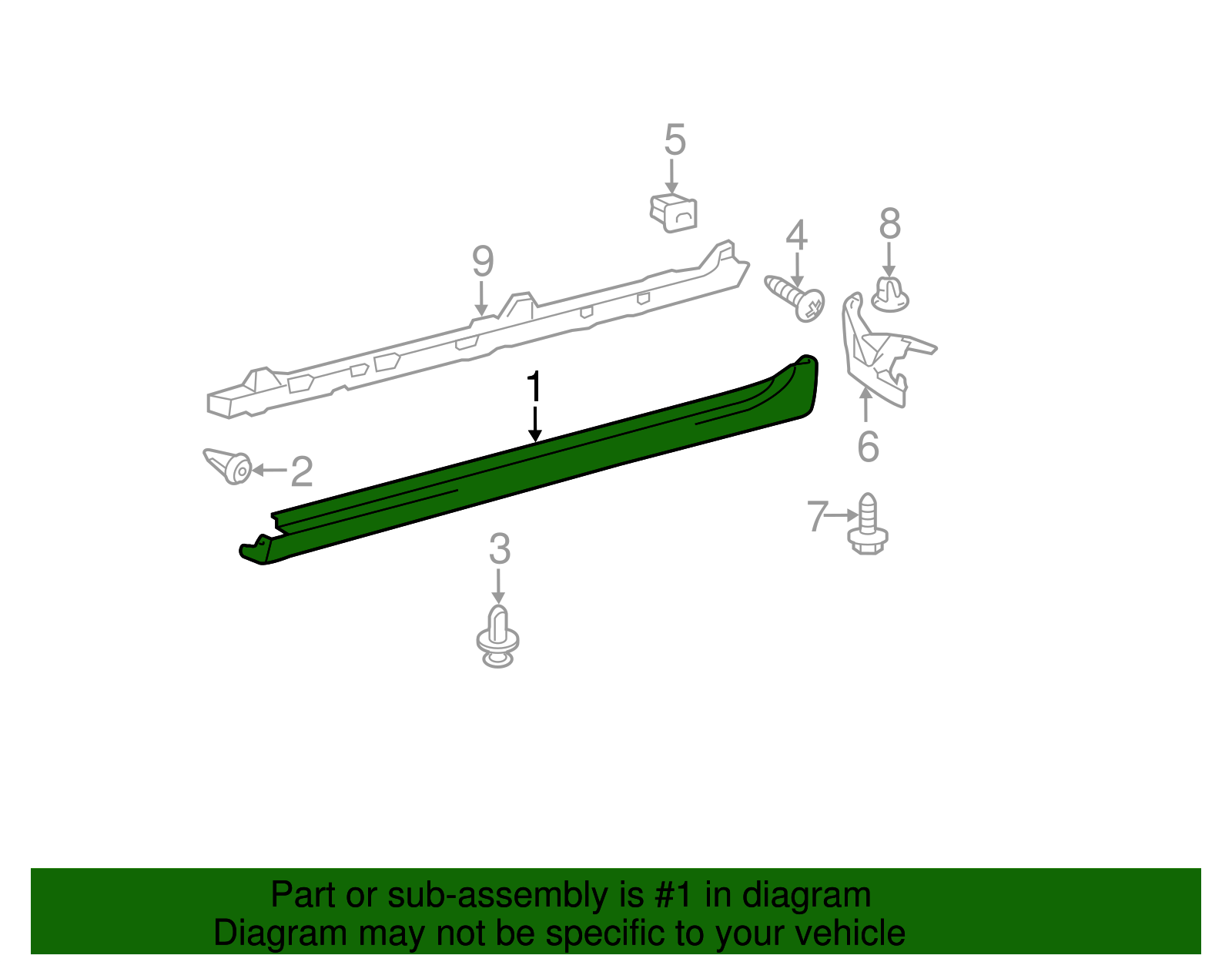 2007-2011 Toyota Camry Rocker Molding 75852-06905 | Toyota Parts Center
