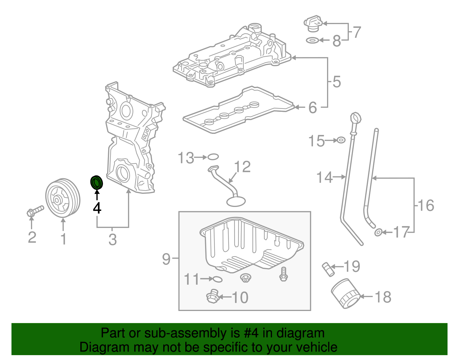2013-2015 Chevrolet Engine Front Cover Seal 25196119 | NewGMParts.com
