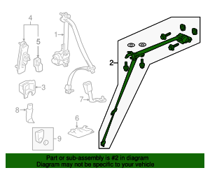 04869-TK8-A20ZD - Tongue Set Center Seat Belt *YR400L* (Sienna Beige ...