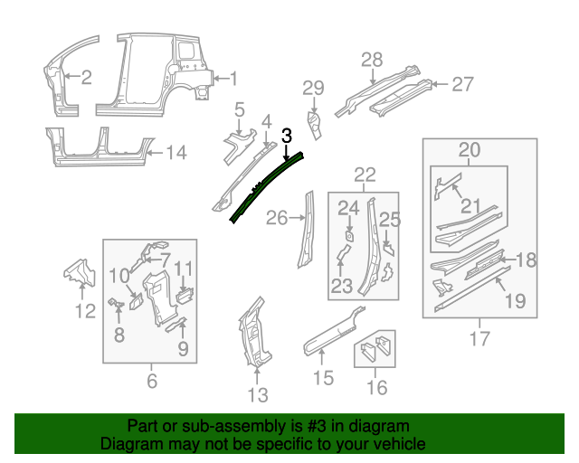 2006-2015 Mazda 5 Pillar Reinforced C235-70-242B | Mazda-Parts
