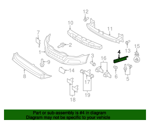 2009-2012 Volkswagen CC Bumper Cover Support Rail 3C8-807-183-A ...