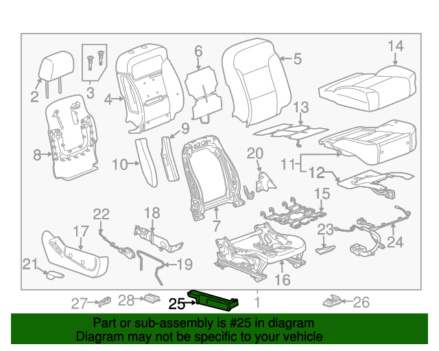 2014-2020 GM Jet Black Passenger Seat Adjuster Finish Cover 23218769 ...