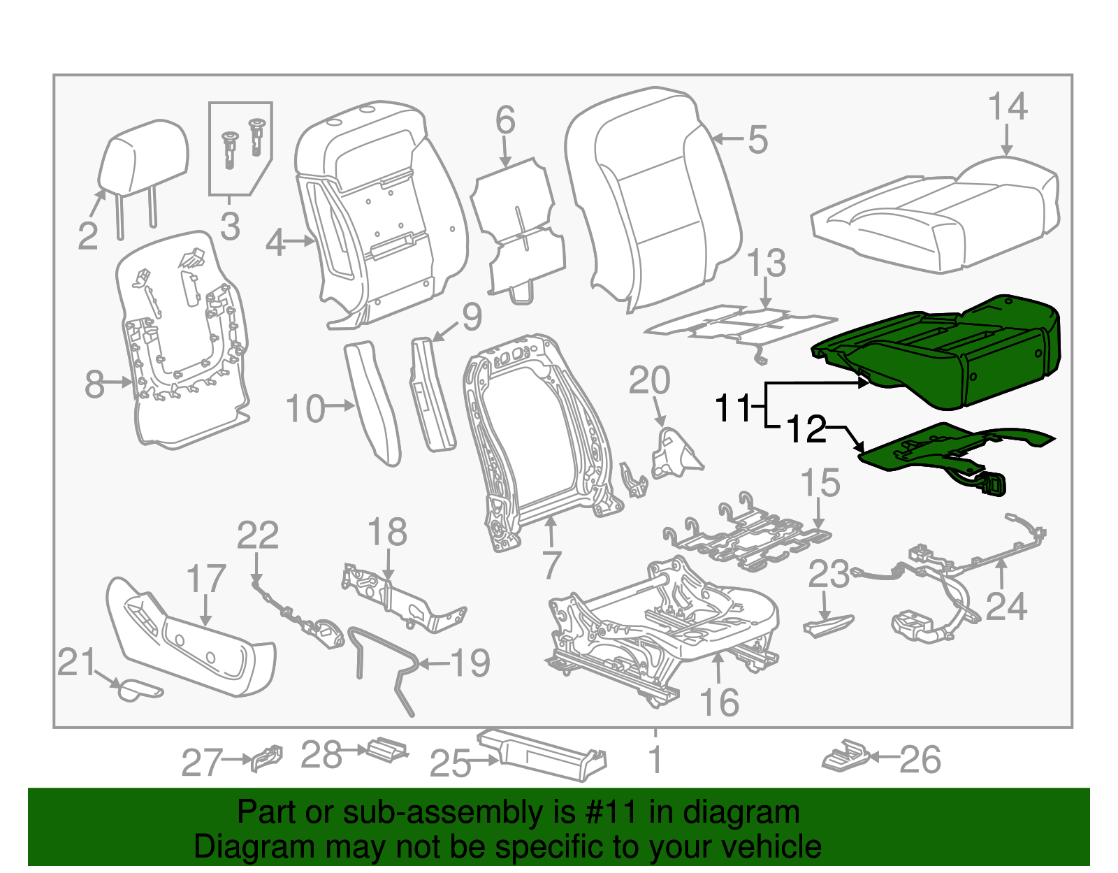 2014-2020 GM Front Seat Cushion Pad 22943727 GM | GMPartsDirect.com