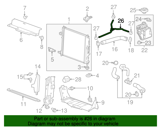 2016-2019 Cadillac ATS Radiator Surge Tank Inlet Hose 84184771 GM ...