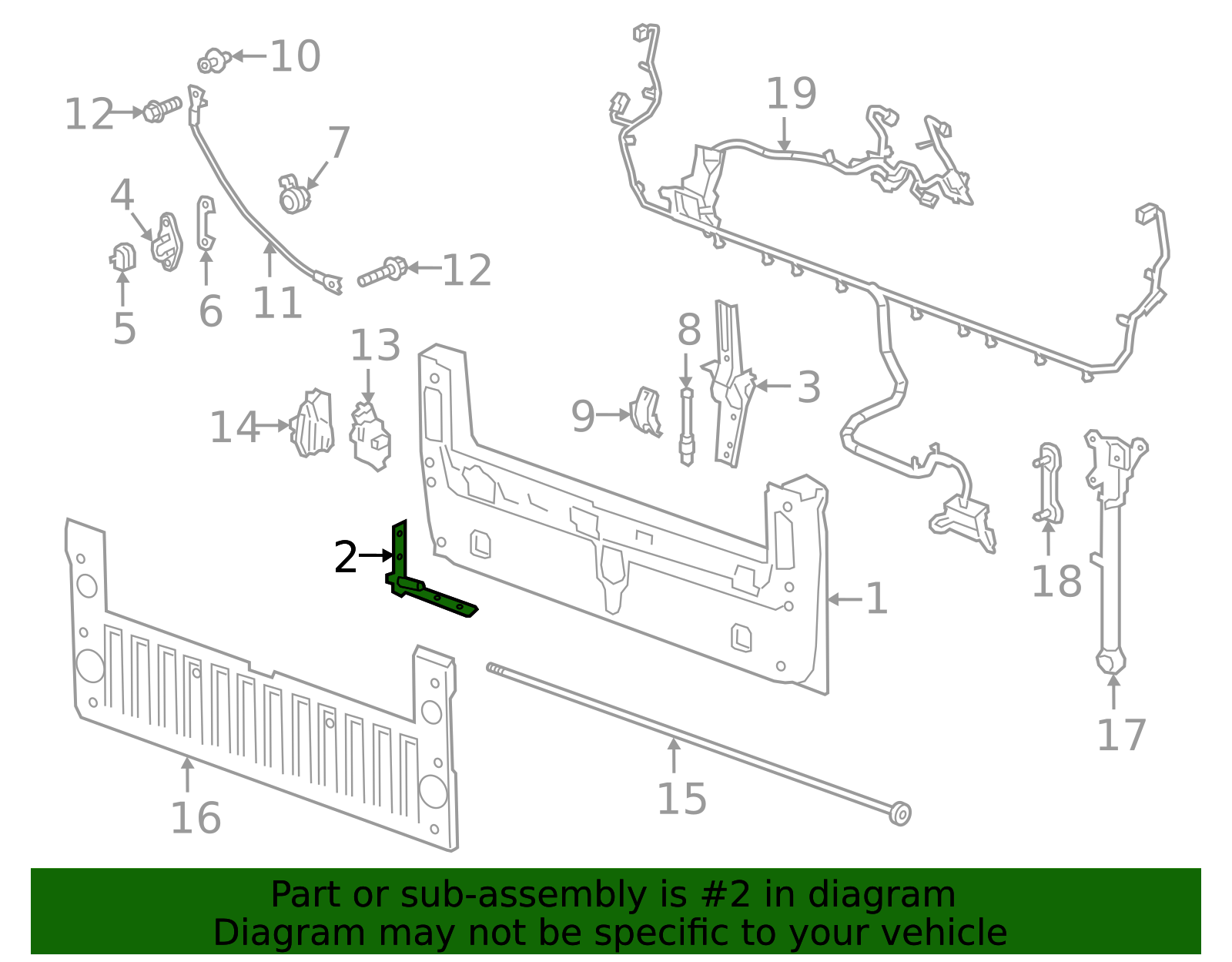 2020-2025 GM Passenger Side Tailgate Closure Side Hinge 84708311 ...