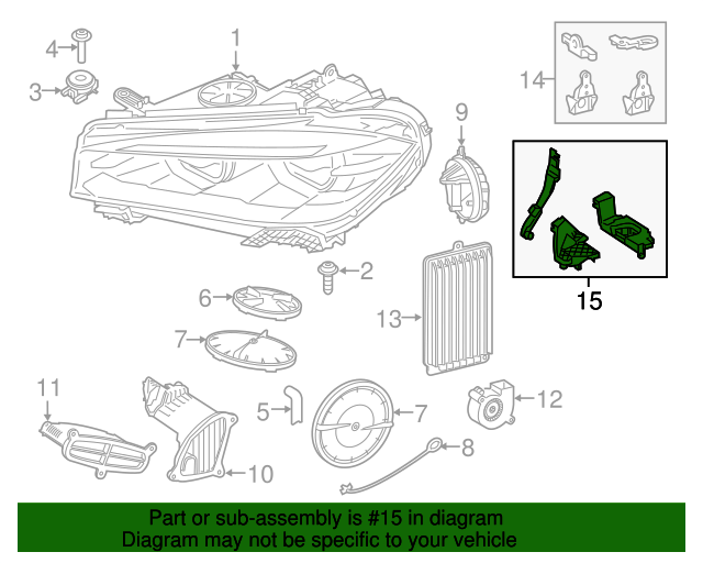2014-2019 BMW Set of retainers for headlight, left 63-11-7-395-523 ...