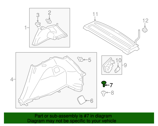 2017-2024 Mitsubishi Lower Quarter Trim Retainer 7259A220XA ...