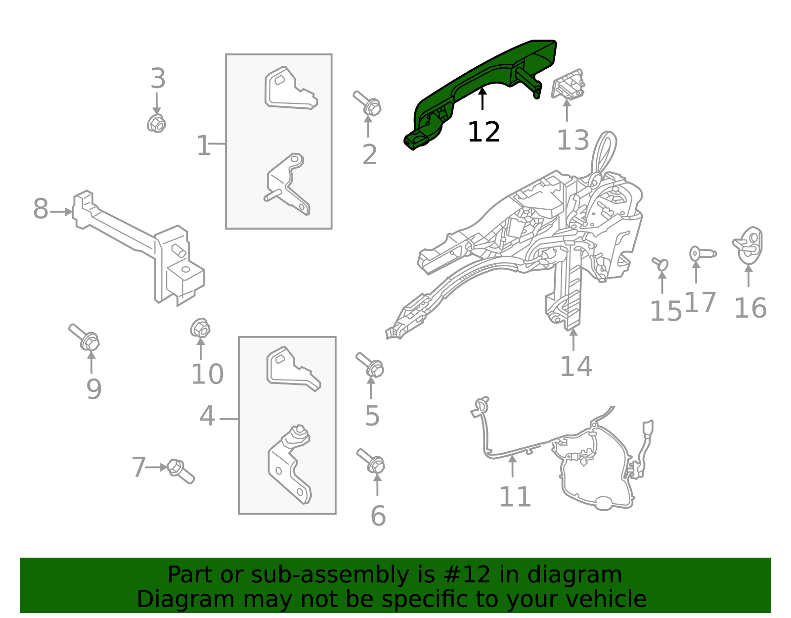 2021-2024 Ford | Handle, Outside | M1PZ-7822404-C | Walls' Ford Parts