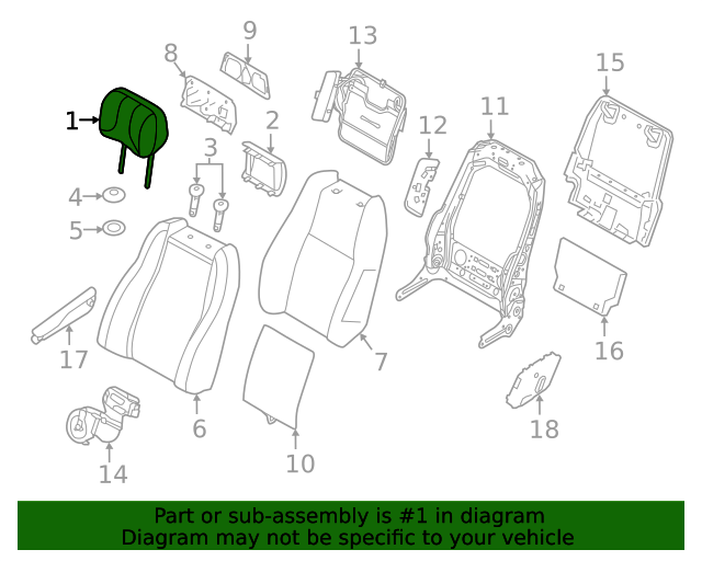 Genuine OEM Headrest Part# LR085858 Fits 2017 Land Rover Range Rover ...