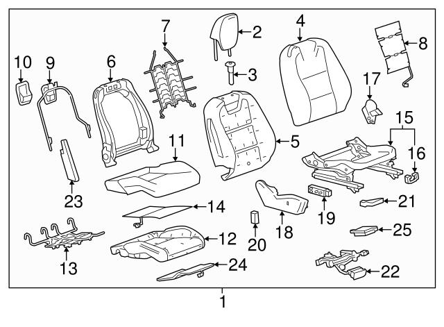 22780755 - Passenger Seat Back Recliner Adjustment Mechanism Cover in ...