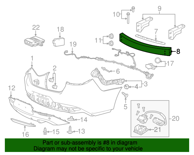 2014-2017 Chevrolet SS Rear Bumper Impact Bar 92278306 | Auto Parts Express