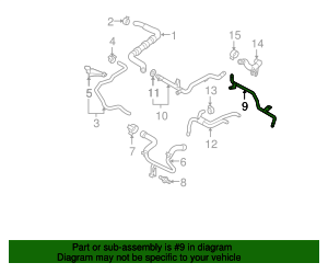 5N0-121-070-M - Engine Coolant Crossover Pipe 2010-2013 Audi ...