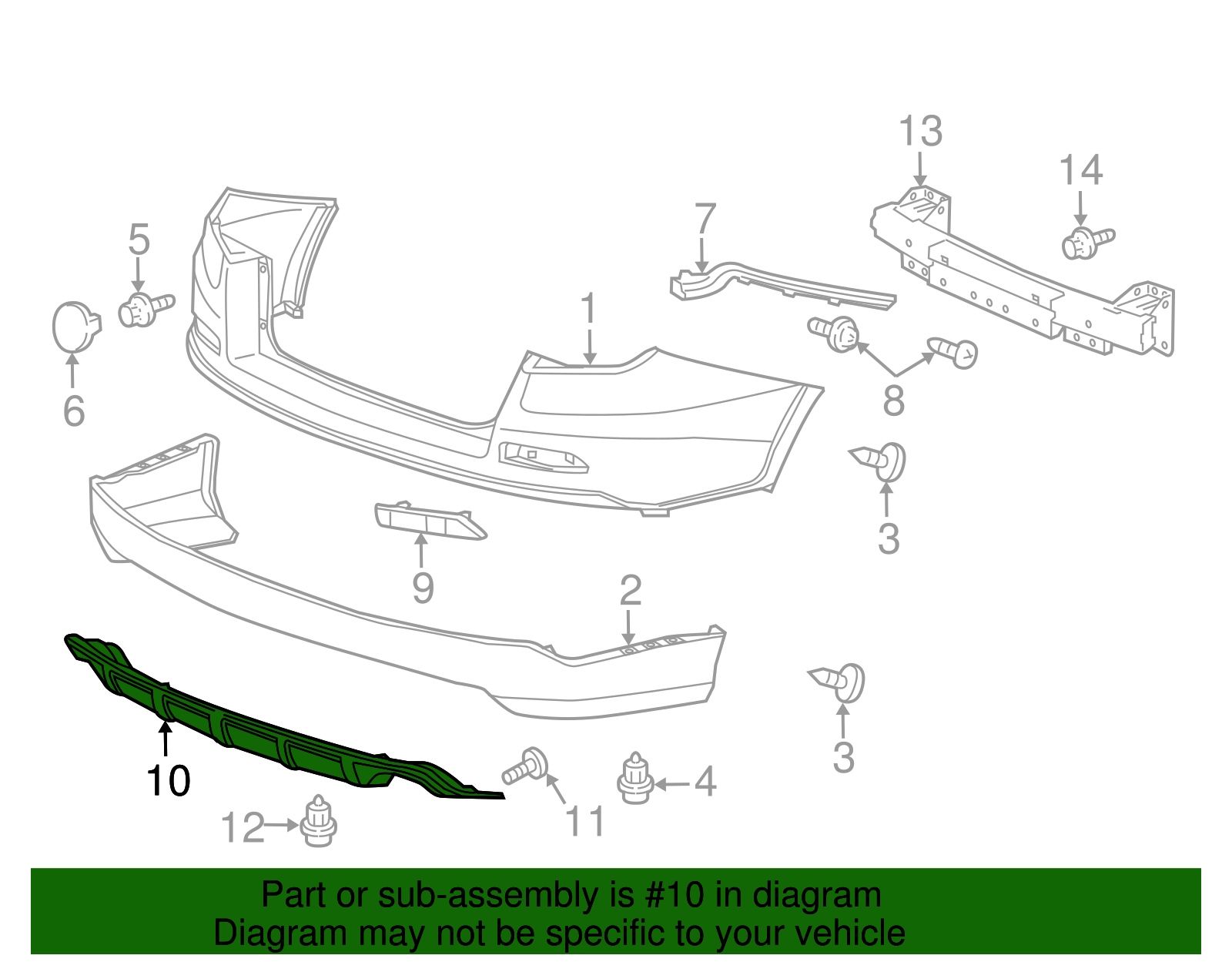 71503-TP6-A50 - 2013-2015 Honda Crosstour - Garnish Rear Bumper Face ...