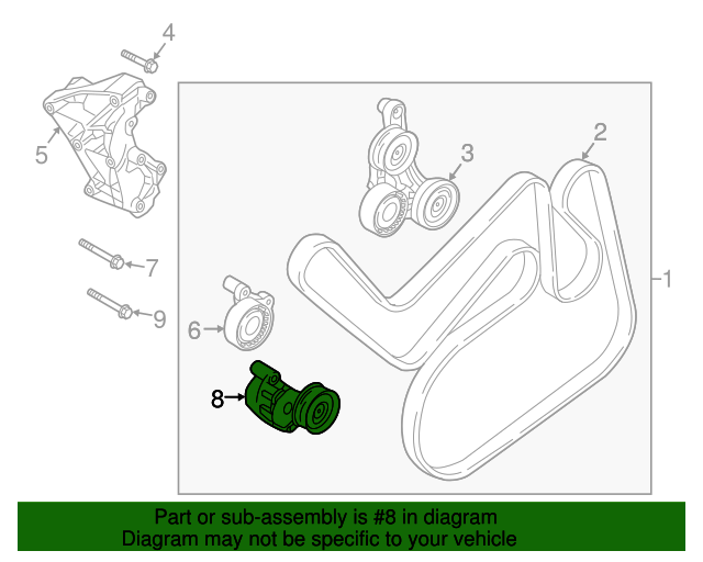 2015-2020 Volvo Accessory Drive Belt Tensioner Assembly 31460377 ...