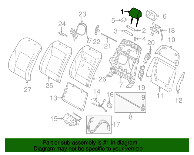 52107264173 - 2011-2013 BMW Headrest (52-10-7-264-173) | BMW of South ...