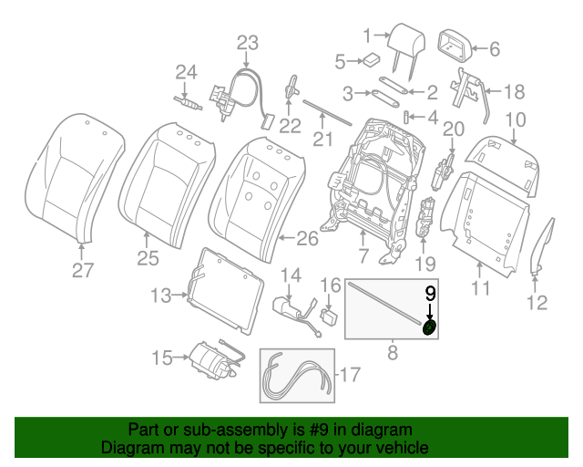52107068047 - 2010-2016 BMW Seat Back Frame Spring (52-10-7-068-047 ...
