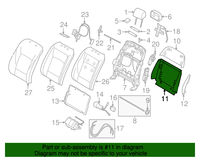 52109173675 - 2011-2016 BMW Seat Back Panel (52-10-9-173-675) | BMW of ...
