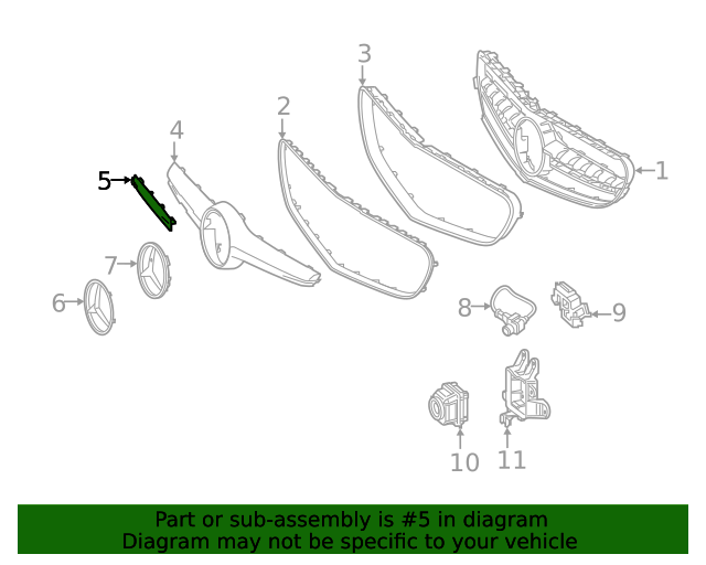 217-888-01-85 - Grille Molding 2015-2021 Mercedes-Benz ...
