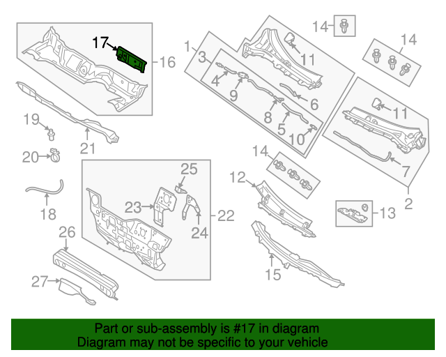 2009-2015 Mazda Cowl Top Panel Bracket BP4K-54-54XB | AutoNationParts.com