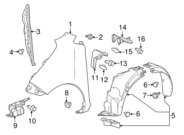95238349 - Passenger Side Front Wheelhouse Liner with Nuts and Rivets ...