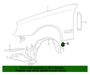 1984-2004 Mercedes-Benz Fender Liner T-Connector 673-988-00-25 | MB OEM ...