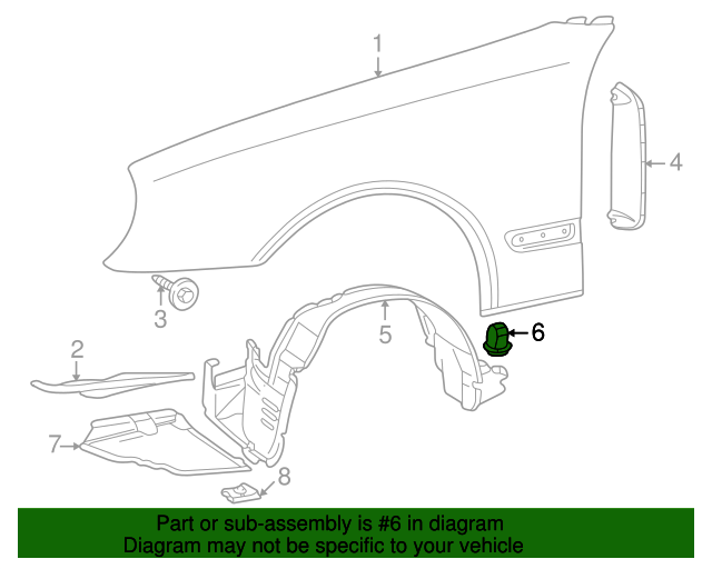1984-2004 Mercedes-Benz Fender Liner T-Connector 673-988-00-25 | MB OEM ...
