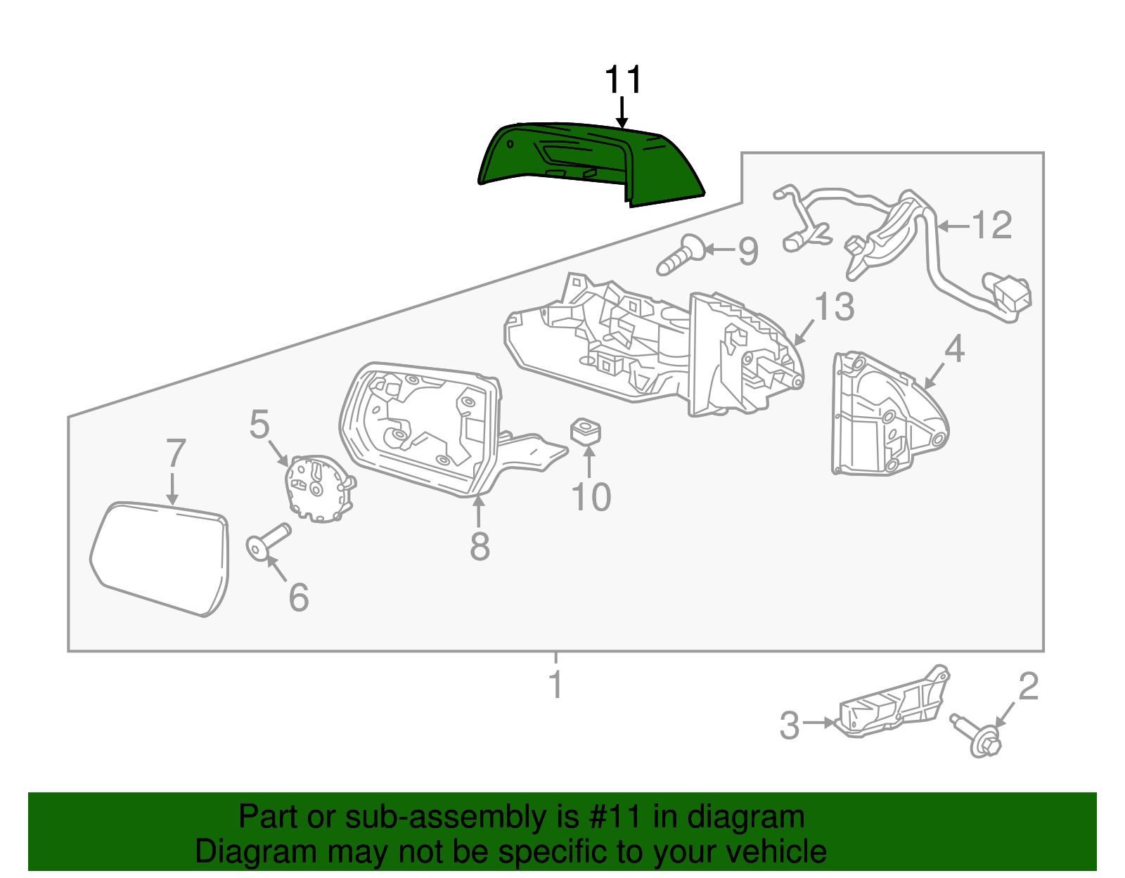 2018-2024 GM Primed Driver Side Door Mirror Housing Upper Cover ...