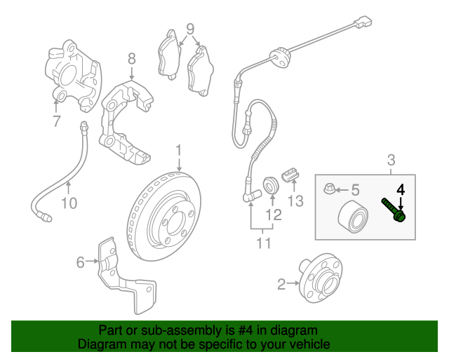 1998-2005 Volkswagen Passat Bearing Assembly Bolt 4B0-407-643-A | OEM ...
