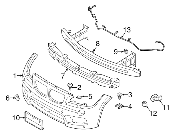 51-11-2-990-188 - Bumper Impact Bar 2013-2015 BMW X1 | AutoNationParts.com