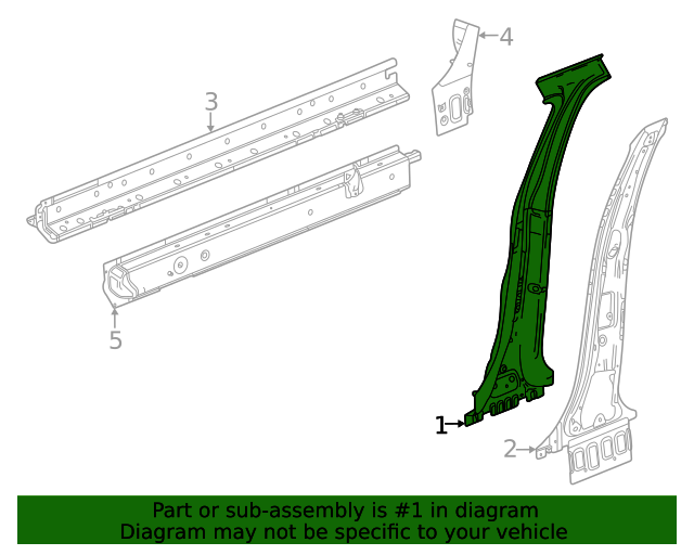 2021-2024 Chevrolet Trailblazer Passenger Side Center Pillar Outer Panel Reinforcement 42619914 ...
