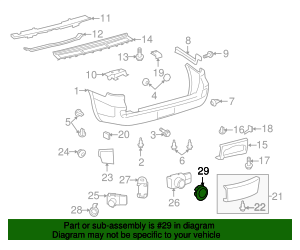 89348-28090-C0 - Parking Aid Sensor Retaining Ring (Rear) - 2008-2011 ...