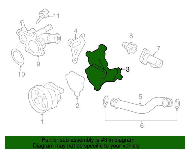 2013-2019 Nissan Engine Water Pump Housing 21013-3TA0A | TascaParts.com