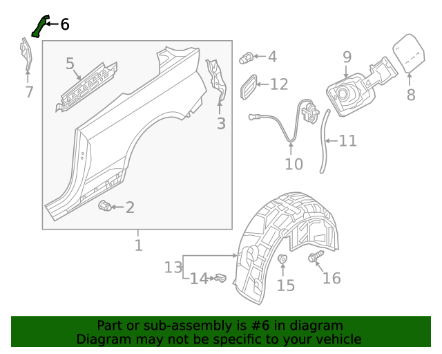 8W7-864-622-A - Quarter Panel Insulator 2018-2024 Audi ...