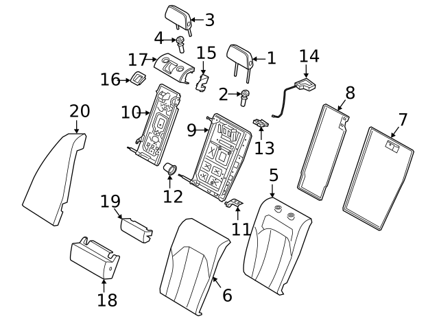 2020-2024 BMW Cover, basic backrest,imit. leather,rght 52-20-9-495-054 ...
