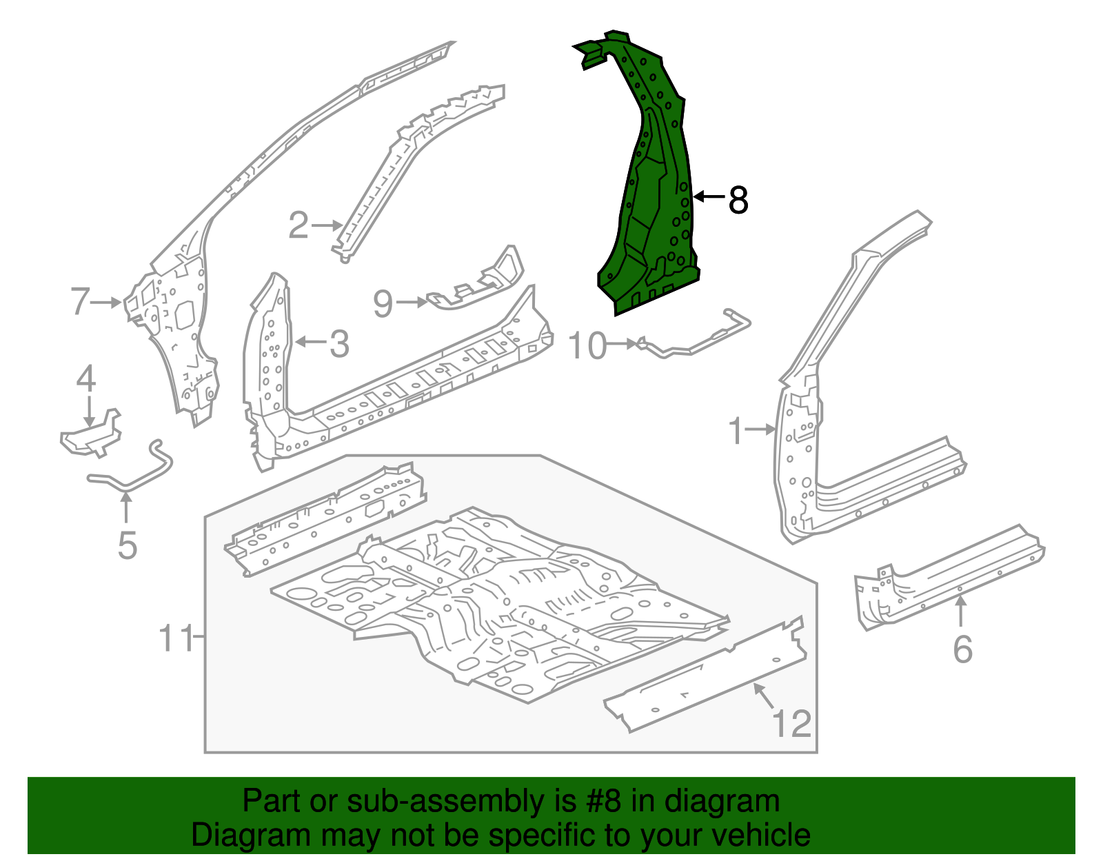 63610-SZT-306ZZ - 2011-2012 Honda CR-Z - Stiffener Set L Center Pillar ...