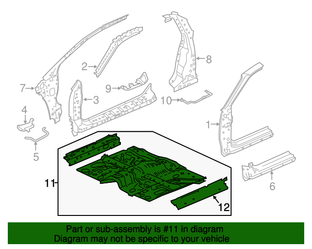 65100-SZT-A01ZZ - Floor Pan Assembly 2012-2015 Honda CR-Z | Honda Parts ...