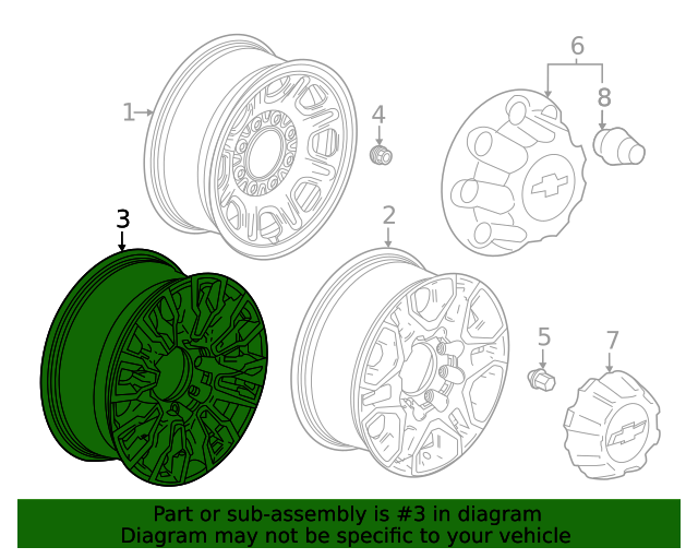 2021-2024 GM 18"x8X Wheel, Multi-Spoke 84428945 GM | GMPartsDirect.com