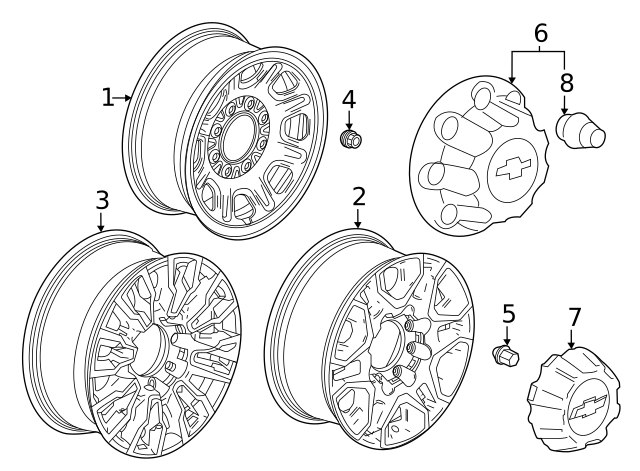 2021-2023 Chevrolet Front and Rear Wheel Trim Cap 84894347 | GmPW