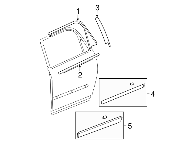 22763943 - Primed Rear Driver Side Door Center Molding - 2009-2017 GM ...