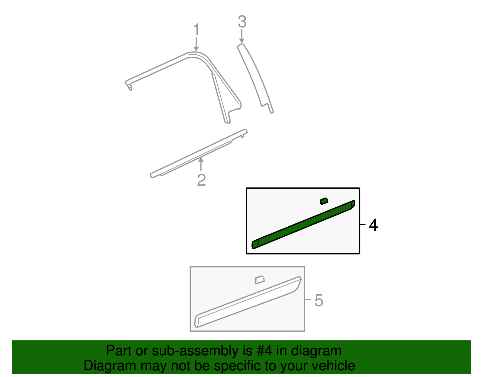 2009-2017 GM Primed Rear Driver Side Door Center Molding 22763943 GM ...
