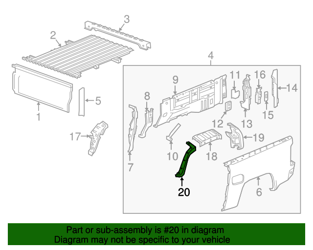 2015-2020 GM Outer Bracket - Driver's Side (LH) 52024959 | TascaParts.com