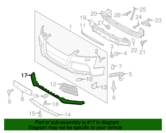 2012-2013 Audi Front Lower Spoiler 8J0-807-110-H-AP6 | Audi USA Parts